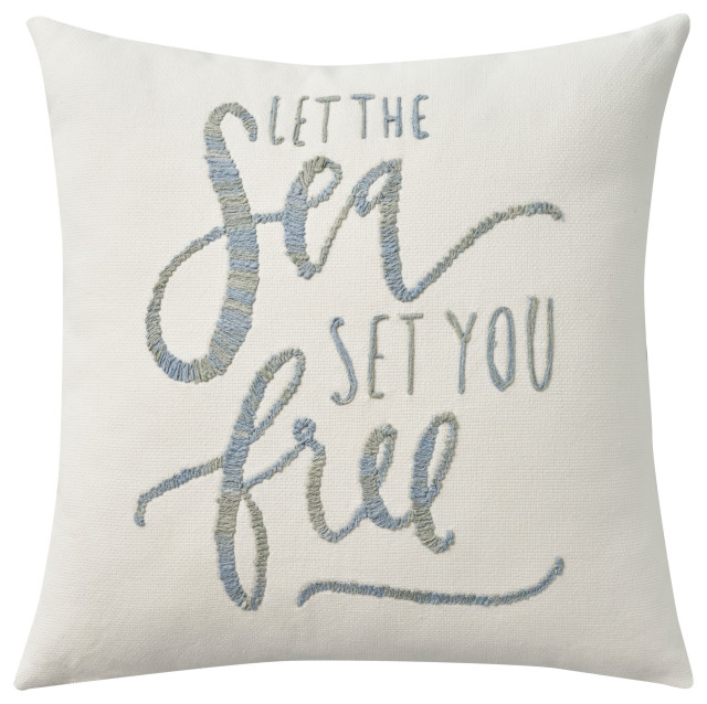 Nourison Home 18" x 18" Mina Victory Cover Sea Set Free White Pillow ...