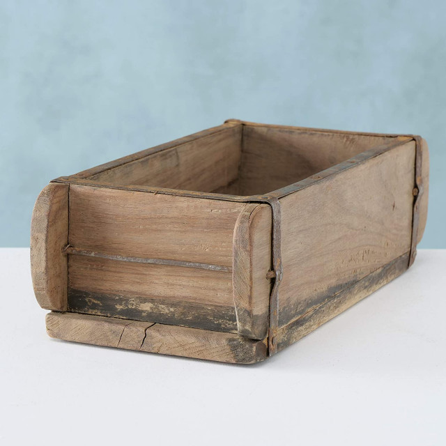 Vintage Wooden Box With Studded Metal Banding, 12.5" - Farmhouse ...