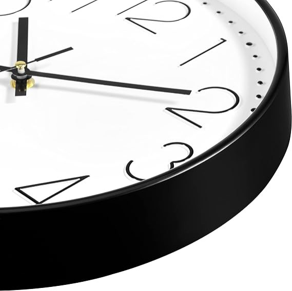 Black Wall Clock 12" Silent Non Ticking Quartz Battery - Transitional ...