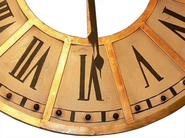 Antique Style Cream Gold Wall Clock 45" Train Station Round Oversize ...