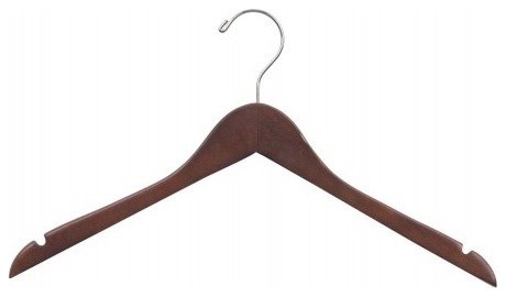 Wooden Top Hanger, Walnut/Chrome Finish, Box of 25 - Transitional ...