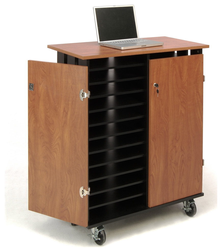 Oklahoma Sound Laptop Charging/Storage Cart, Cherry/Black ...