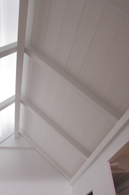 White Wood Ceiling and Exposed Rafters - Victorian - Bedroom - Toronto ...