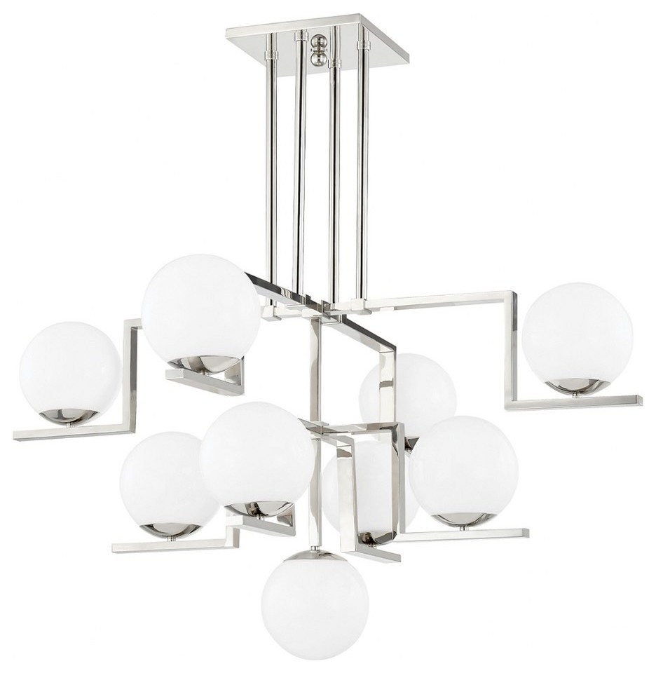 Modern Contemporary Nine Light Chandelier Polished Nickel 9 Light ...