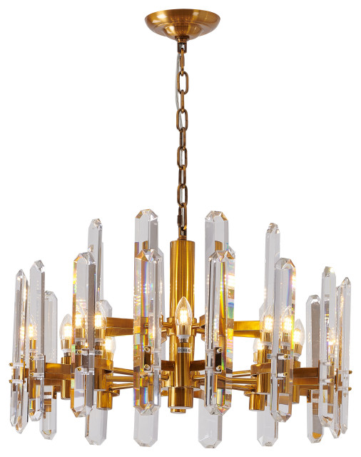 Chrome Frame Chandelier, Clear Crystal Plaques - Contemporary ...