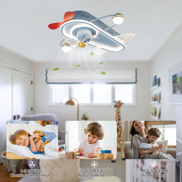 Flush Mount Kids Ceiling Fan with Dimmable Light and Remote for Kids ...