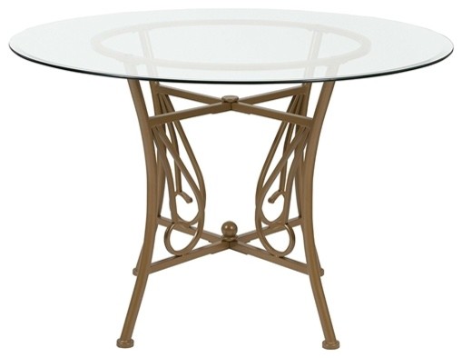45-inch Round Glass Top Dining Table - Traditional - Dining Tables - by ...