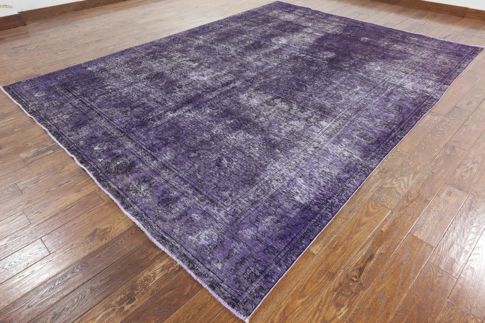 9x12 Purple Oriental Overdyed Hand Knotted Area Rug, P4108, 9'1"x12'2 ...