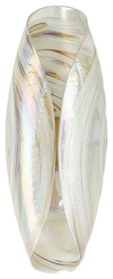 Gorgeous Folded Art Murano Glass Bowl Wall Sconce Opalescent Pearl ...