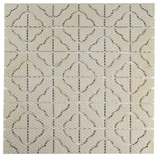 Tower 6" x 6" Porcelain Mosaic Floor and Wall Tile, Beige, Sample ...
