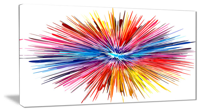 "Color Explosion" Abstract Canvas Artwork, 32"x16" - Contemporary ...