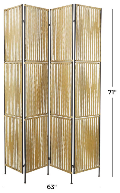 Rustic Room Divider, Bamboo Stick Design With Metal Frame & 4 panel ...
