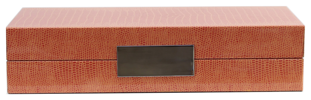 Addison Ross Lacquered Faux Croc Box, Orange and Silver - Contemporary ...