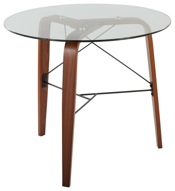 Walnut Wood, Clear Glass Trilogy Round Dinette Table - Contemporary ...