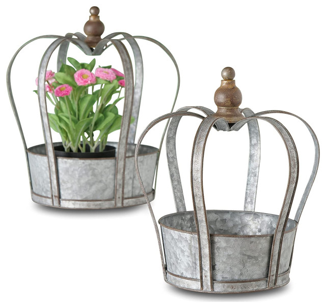 2 Piece Trellis Crown Planter Set - Farmhouse - Indoor Pots And ...