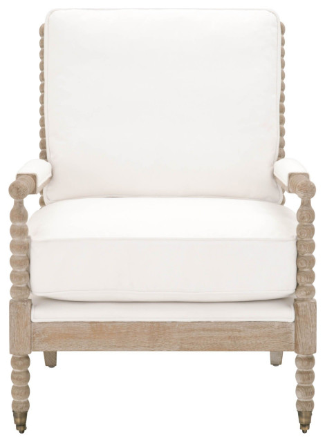 Benzara BM231073 Spool Design Wooden Club Chair With Box Cushions ...