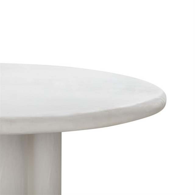 Elika White Faux Plaster Round Dining Table - Transitional - Dining ...
