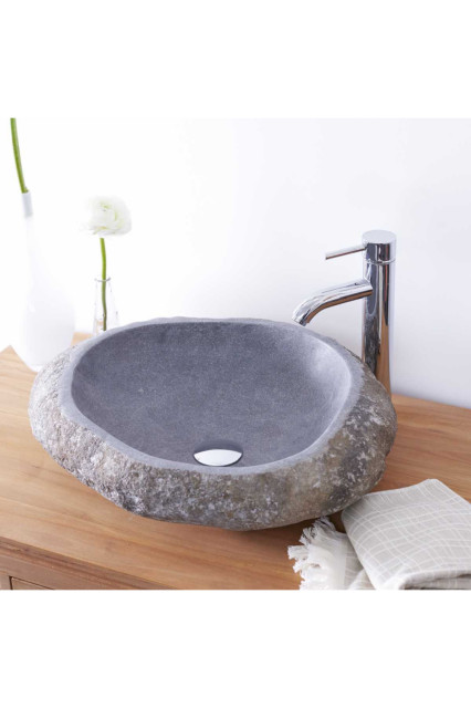 Gray Stone Bathroom Sink | Tikamoon Galet Nobu - Contemporary ...