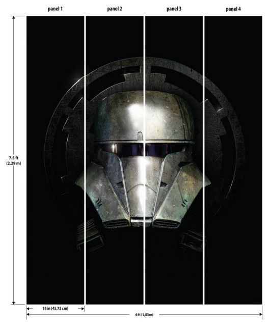 Grey Star Wars Mandalorian Helmet Peel & Stick Wallpaper Mural ...