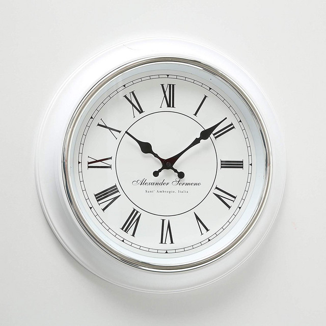 Classic White Wall Clock, 15 3/4 Inches Diameter - Transitional - Wall ...
