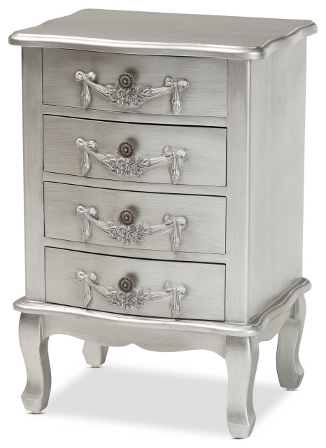 Callen Classic and Traditional Brushed Silver Finished Wood 4-Drawer ...