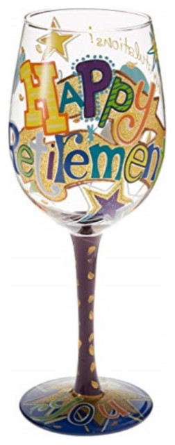 Tabletop Happy Retirement Glass Lolita Wine Glass Hand Painted 5534H ...