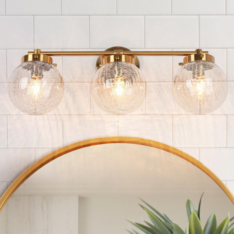 LALUZ 3-Light Modern Gold Bathroom Vanity Light - Contemporary ...