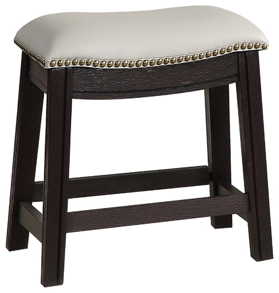 Trent Home Transitional 18" Faux Leather Saddle Stool in Gray (Set of 2 ...