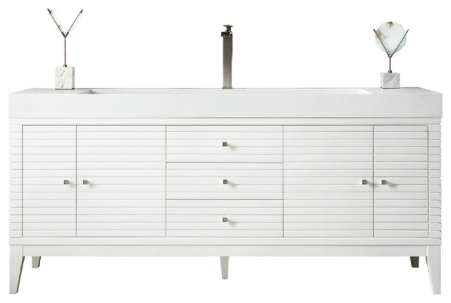 Linear 72" Single Vanity, Glossy White, Glossy White Composite Top ...