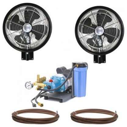 2 High Pressure, 18" Oscillating Misting Fan Wall Mount Mist Kit ...