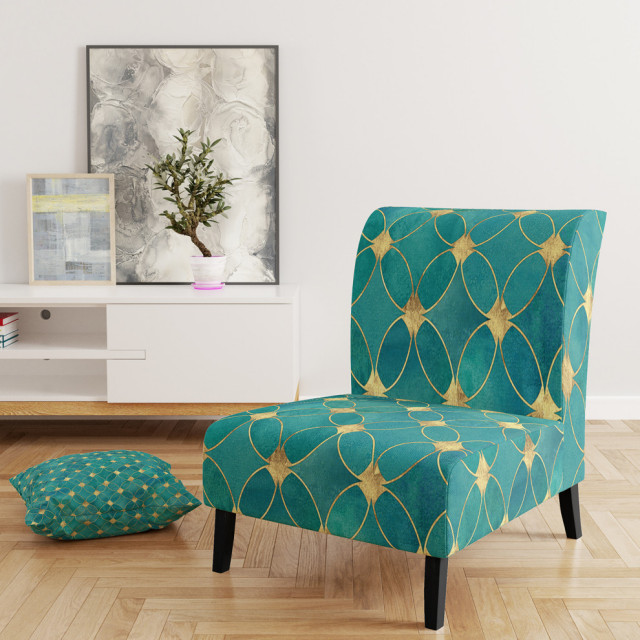 Turquoise and Gold Glitter Chair - Contemporary - Armchairs And Accent ...