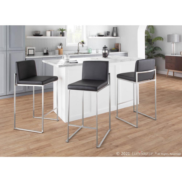 Fuji High Back Counter Stool Set of 2 - Contemporary - Bar Stools And ...