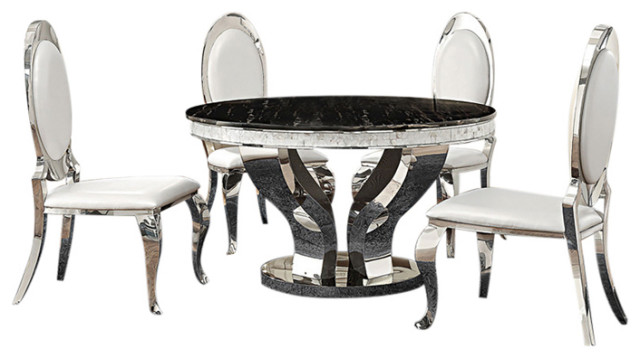 Anchorage 5-piece Round Dining Set Chrome - Contemporary - Dining Sets ...