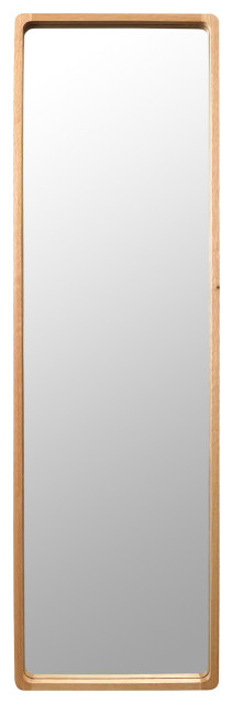 Xena 60 in. x 18 in. Radius Corner Rectangular Red Oak Wood Mirror ...
