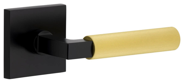 Quadrato Rosette Satin Black With Satin Brass Contempo Fluted Lever ...
