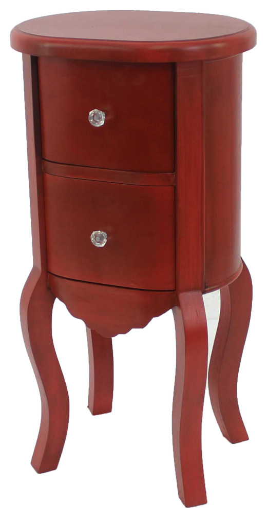29" X 15" X 12" Red 2 Drawer Funny Doll-Like Wooden End Table ...