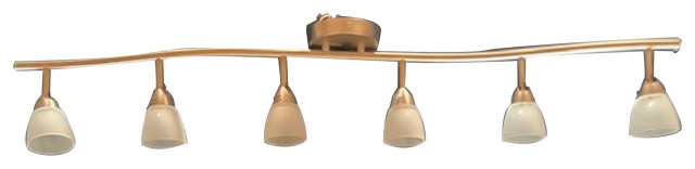 6-Light Track Light in Brushed Nickel Finish with Frosted Glass Shade ...
