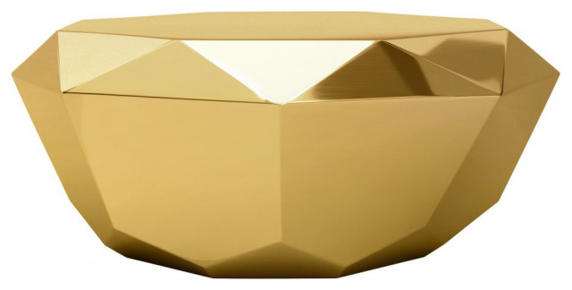 Diamond Coffee Table Gold, Geomtric Shaped Gem Cocktail Table ...