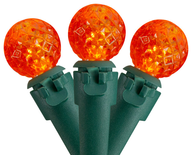 50 Count Orange LED G12 Berry Mini Christmas Lights, 15' Green Wire ...