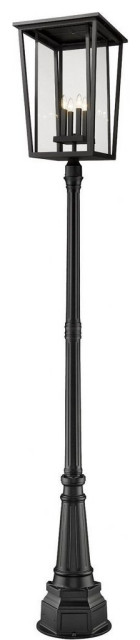 4 Light Outdoor Post Mounted Fixture In Craftsman Style-113 Inches Tall ...