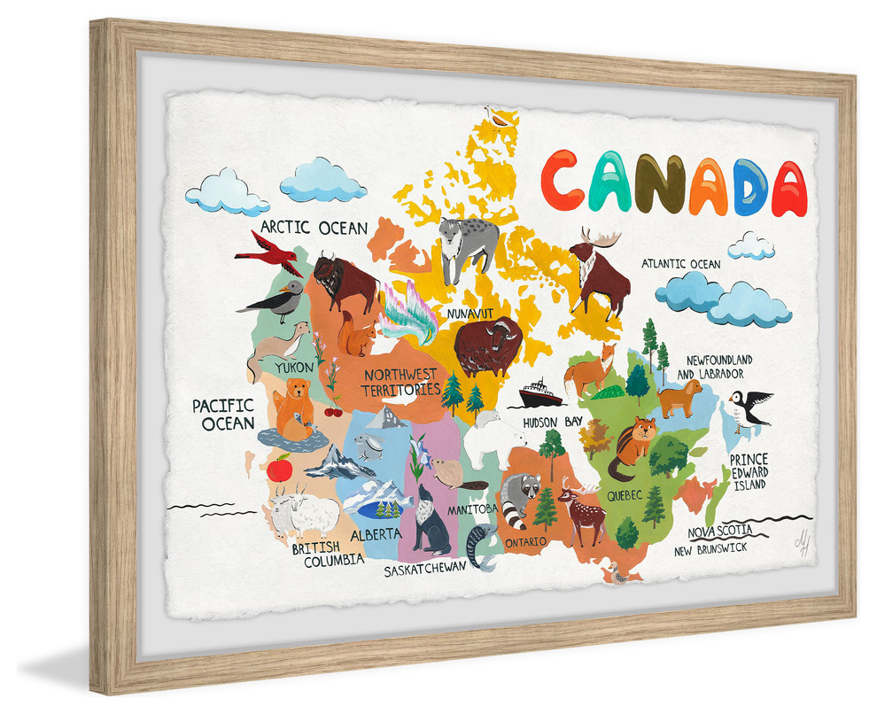"Rainbow Canadian Map" Framed Painting Print, 36"x24" - Contemporary ...