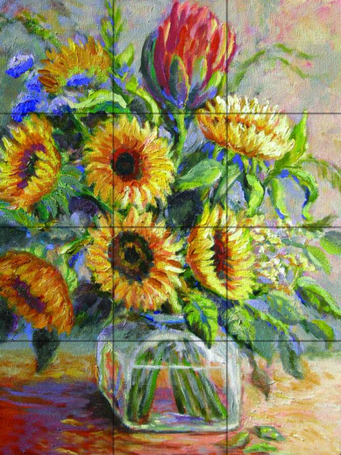 Tile Mural Kitchen Backsplash Summer Floral II-JM by Joanne Margosian ...