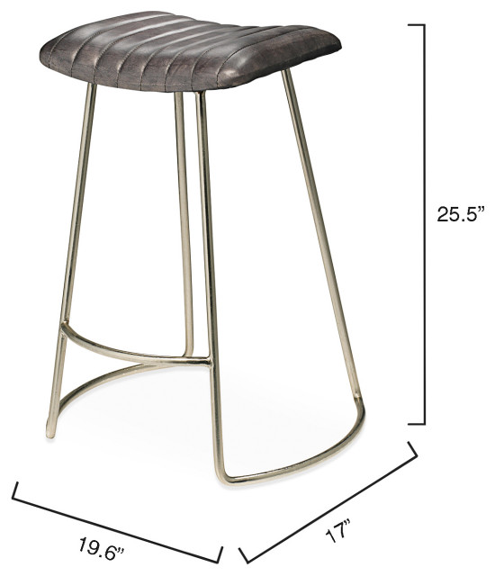 Luke Gray Buffalo Leather Metal Counter Stool Without Back ...