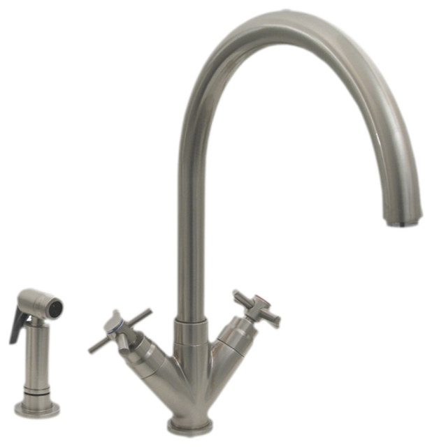 Dual Handle Faucet with swivel Spout and Solid Brass Side Spray ...