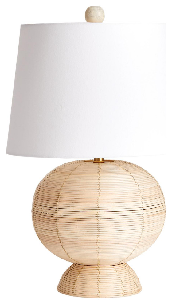 Whitewashed Wicker Cane Rattan Round Table Lamp Coastal Cottage 18 in ...