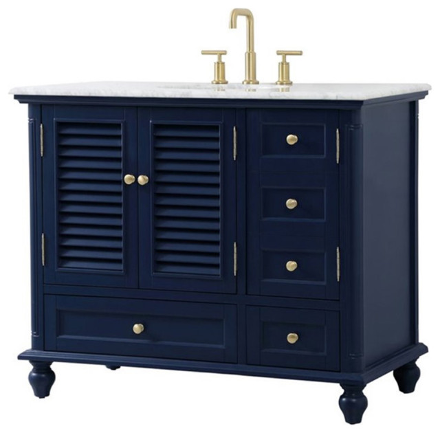 Elegant Decor Rhodes 42" Coastal Solid Wood Single Bathroom Vanity in ...