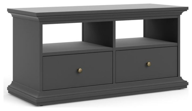 Sonoma 2 Drawer TV Stand with 2 Shelves, Black Lead - Transitional ...