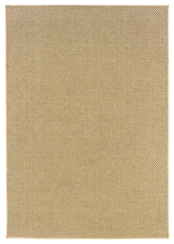 5??8??Solid Sand Beige Indoor Outdoor Area Rug, 39.604 - Transitional ...