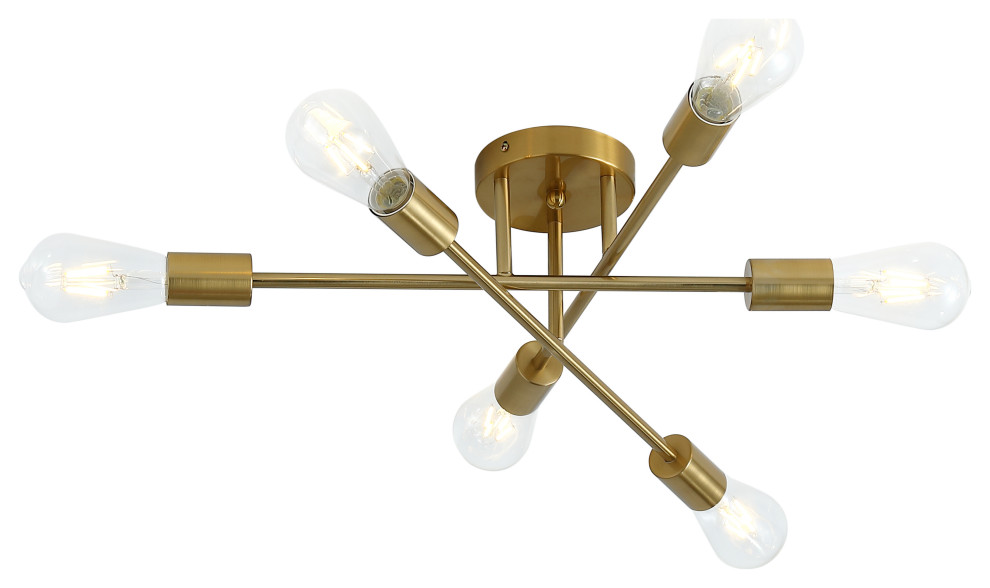 Modern Concise 6-Light Ceiling Light Sputnik Semi Flush Mount Light ...