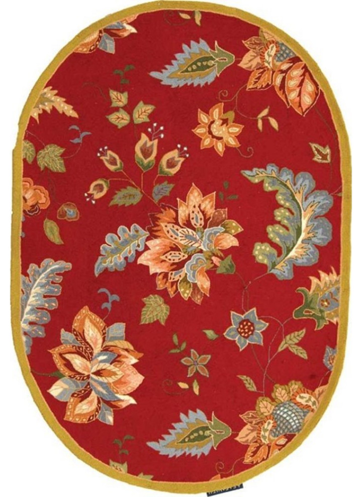 Safavieh Chelsea 7'6" X 9'6" Oval Hand Hooked Wool Pile Rug in Red, 7'6 ...